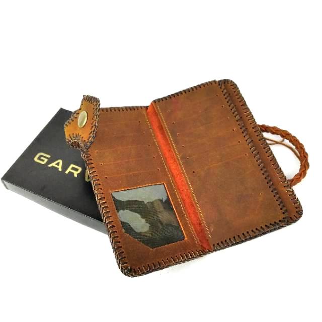 Jual Dompet Sulam Bikers Crazy Horse Tan Tali Anyam - Kulit Asli
