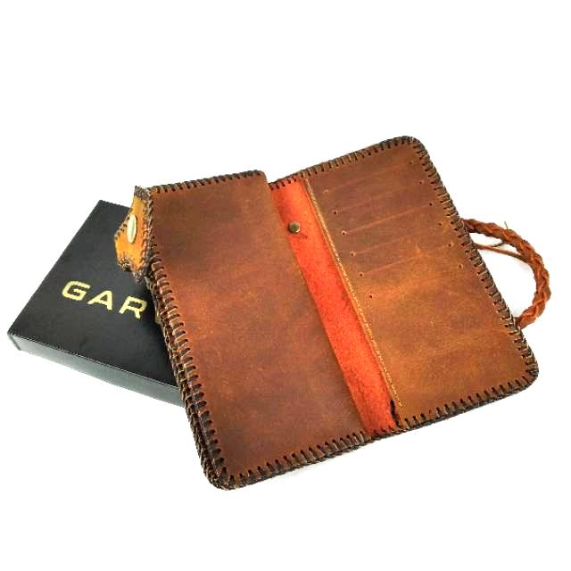 Jual Dompet Sulam Bikers Crazy Horse Tan Tali Anyam - Kulit Asli