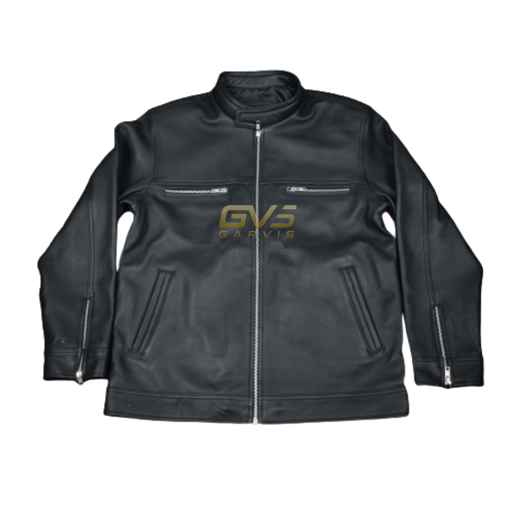 Jual Jaket GR561 Simple Hitam Tebal 0.9 - Kulit Asli