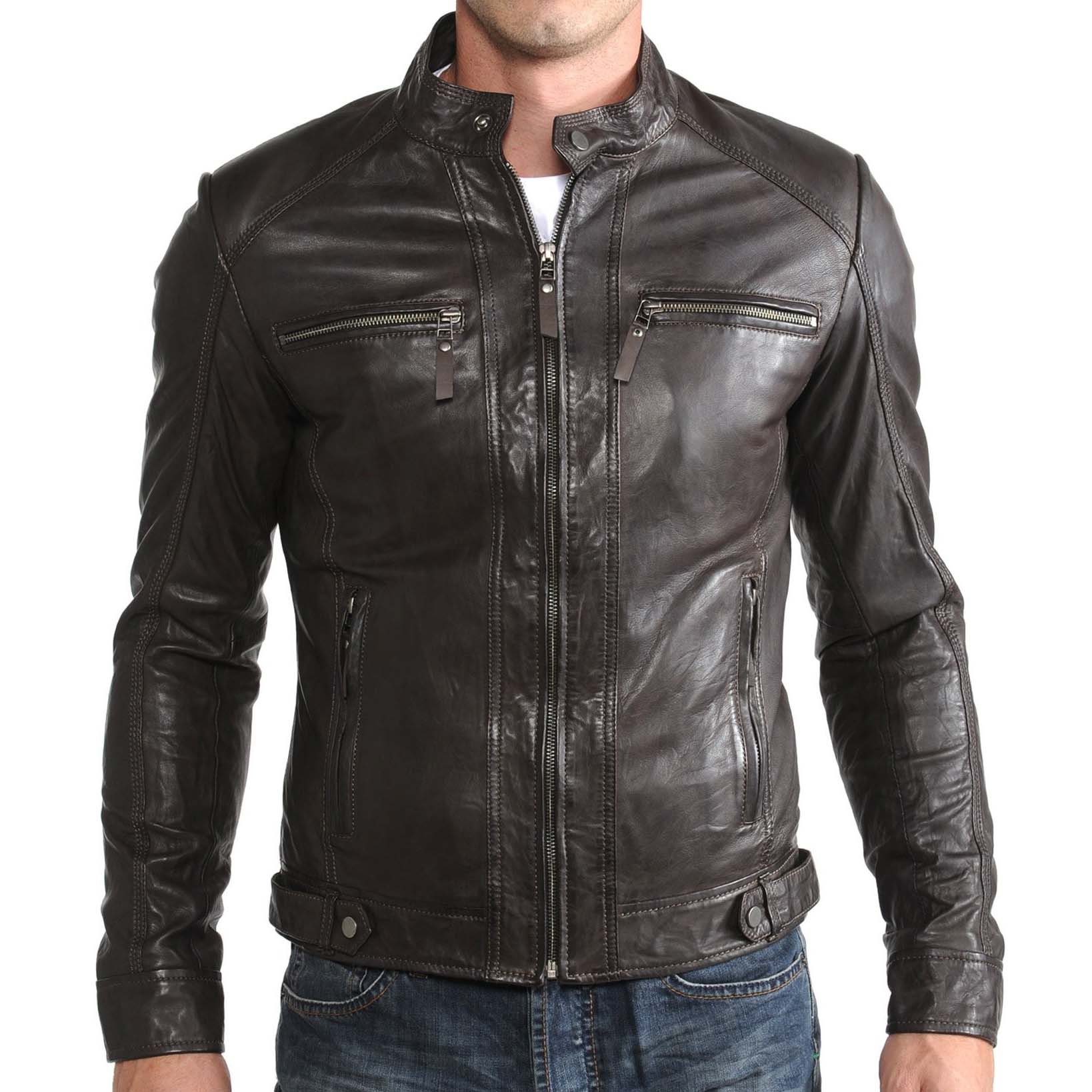 Jual Jaket Kulit Bikers GVS203 Model Zip Hitam - Asli Super Nappa Tebal