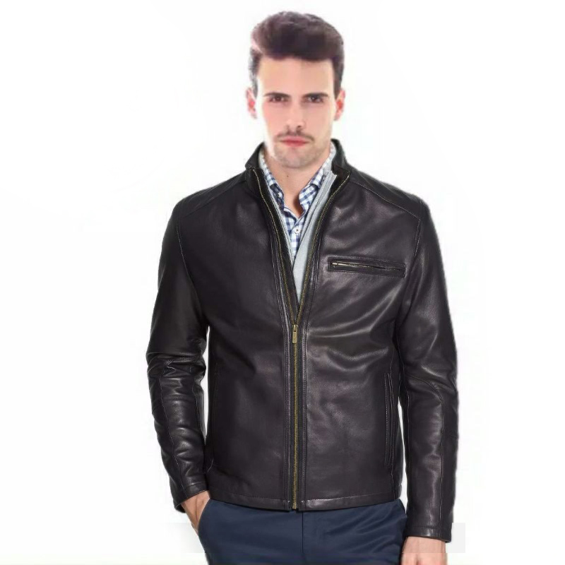 Jual Jaket Kulit Bikers GVS203 Model Zip Hitam - Asli Super Nappa Tebal