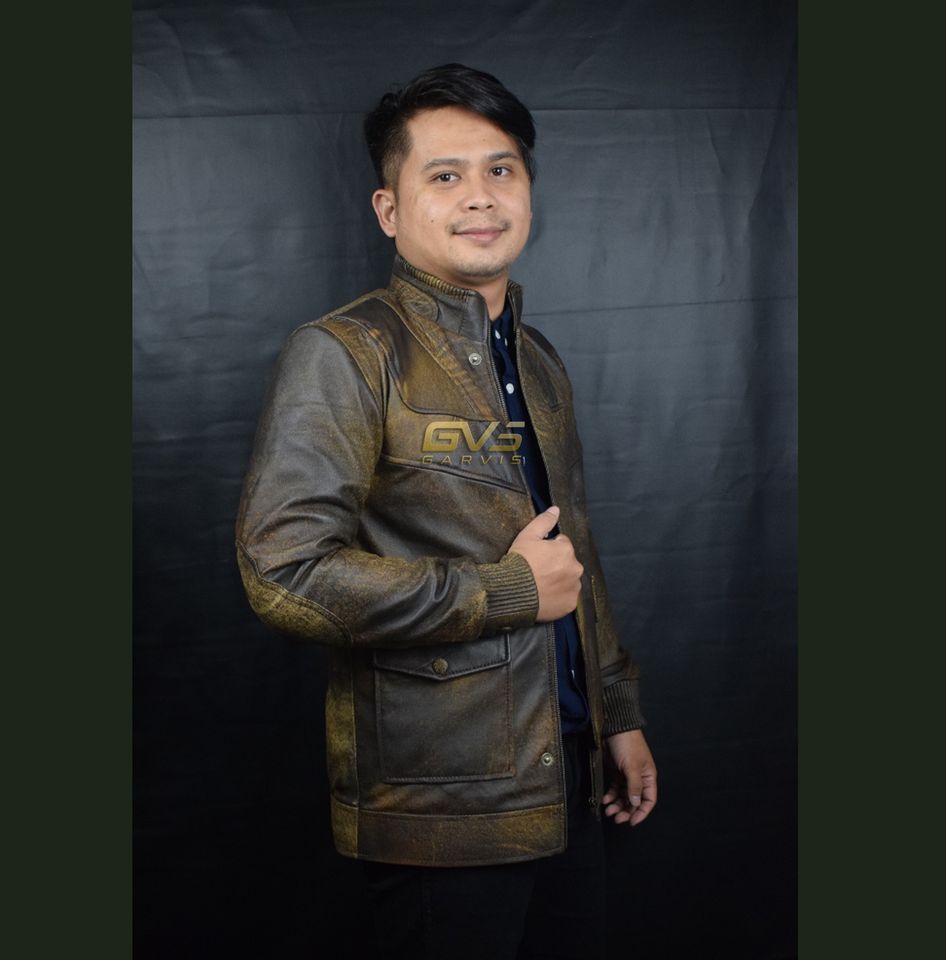 Jual Jaket Kulit Korean Style 03 Wash Brown GVS - Kulit Asli